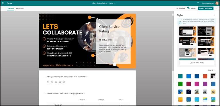 New Formatting Options for Microsoft Forms – Views from Veronique