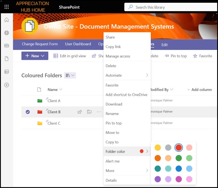 Coloured Folders in SharePoint and OneDrive – Views from Veronique
