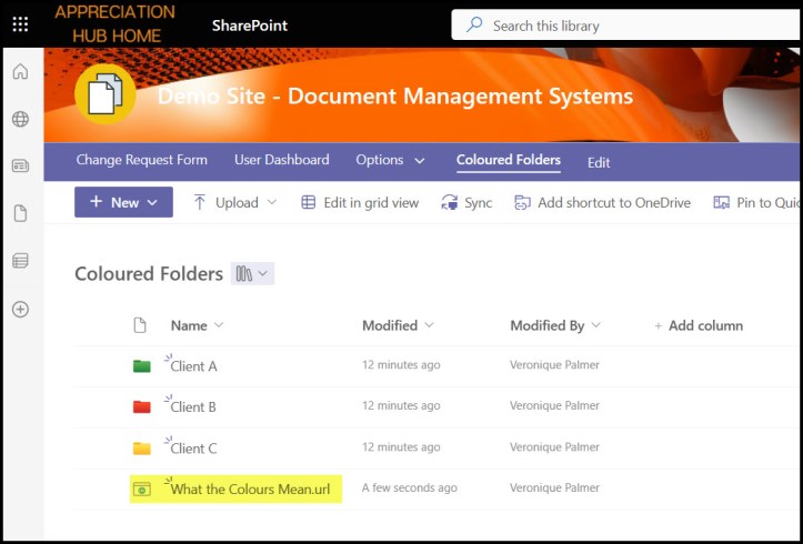 Coloured Folders in SharePoint and OneDrive – Views from Veronique