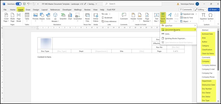 How to Get Quick Parts into Documents Attached to a Content Type in ...